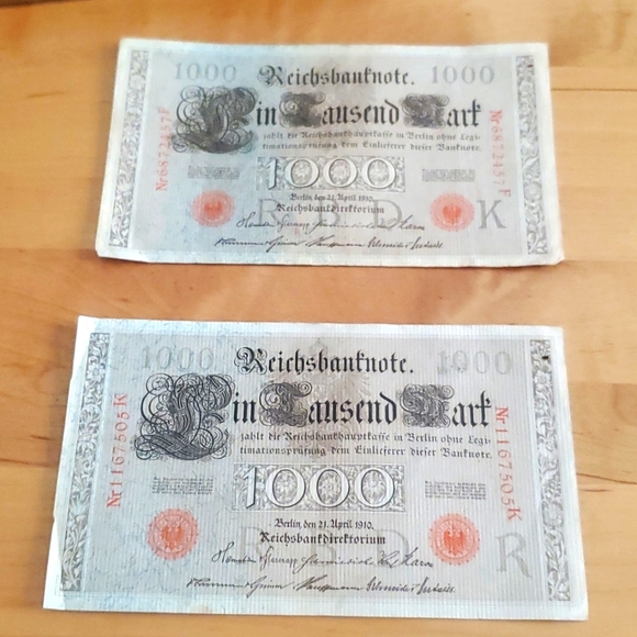Germany 1000 Bank note | Other | 2 Bill 91 Berlin Germany 1000 ...